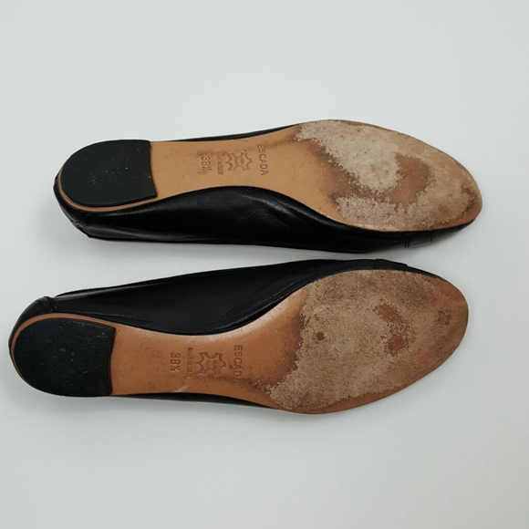 Escada | Shoes | Escada Logo Black Flats Ballet Leather Shoes | Poshmark